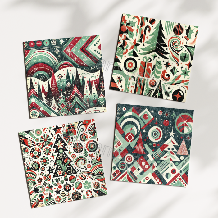 Abstract Christmas Cards Set
